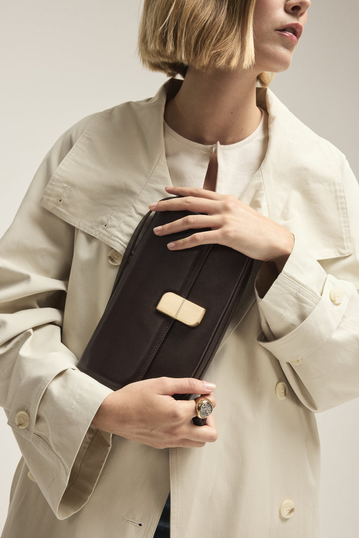 Alice - sac cuir porté épaule bandoulière fermoir en or – nat & nin