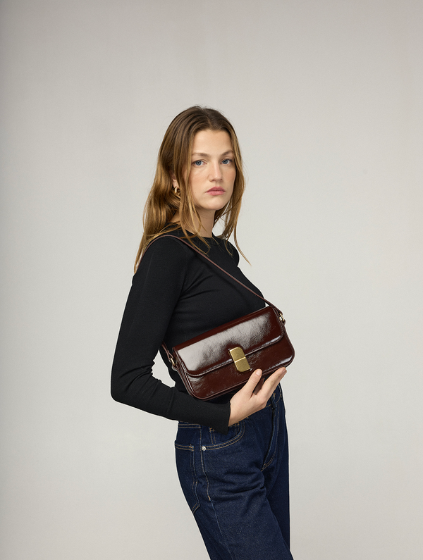 Alice - sac cuir porté épaule bandoulière fermoir en or – nat & nin