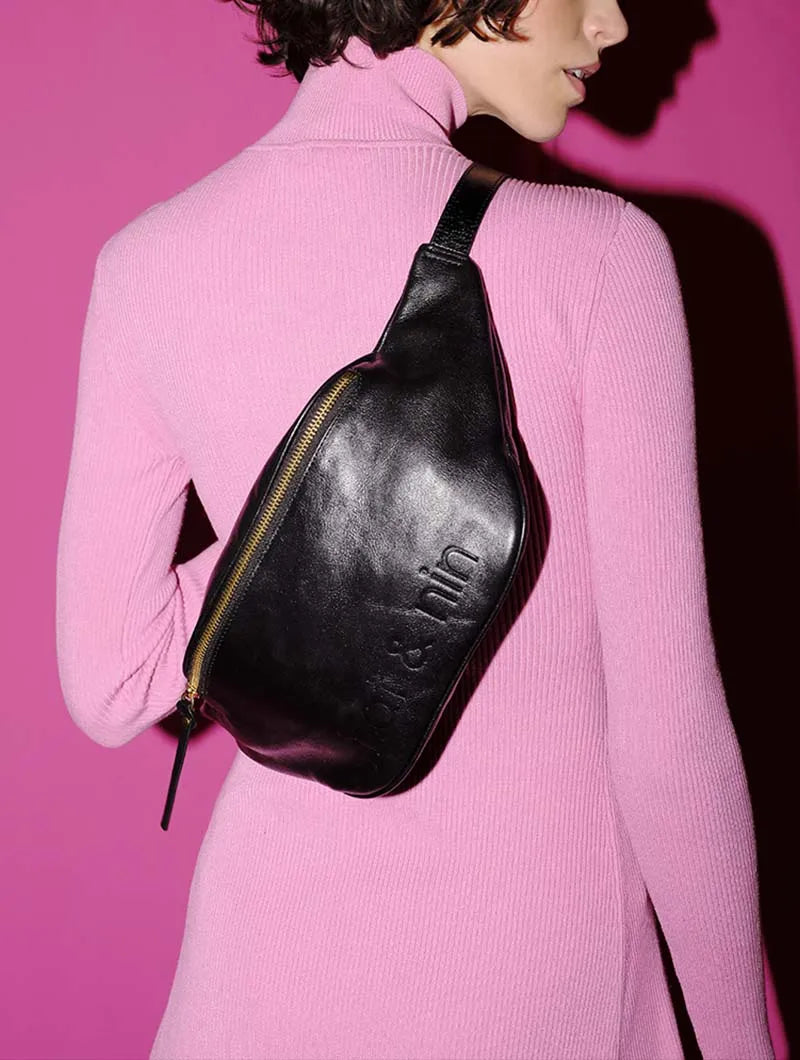 Tracy, our first leather fanny pack – Nat & Nin